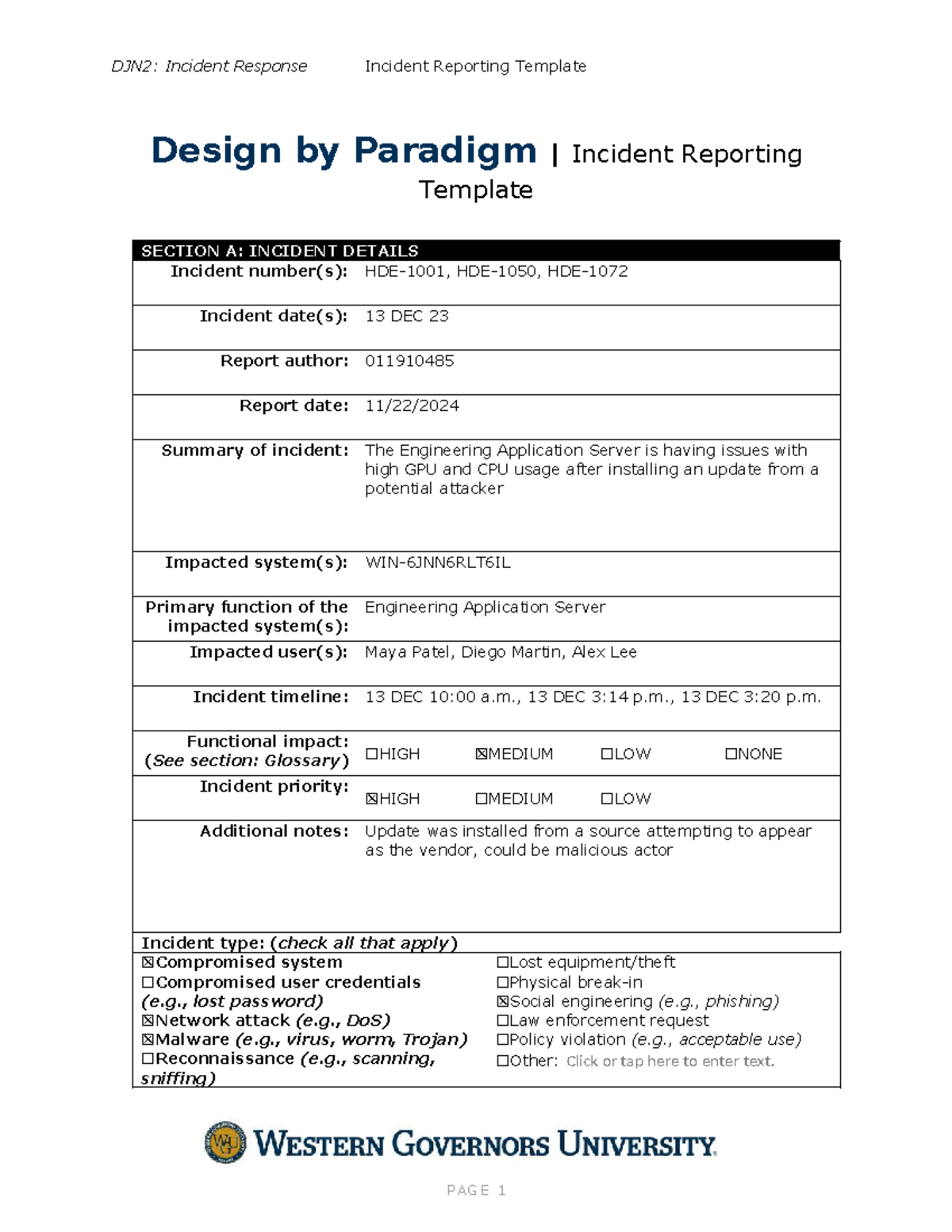 Incident Reporting Template(2) 2 - Design by Paradigm | Incident ...