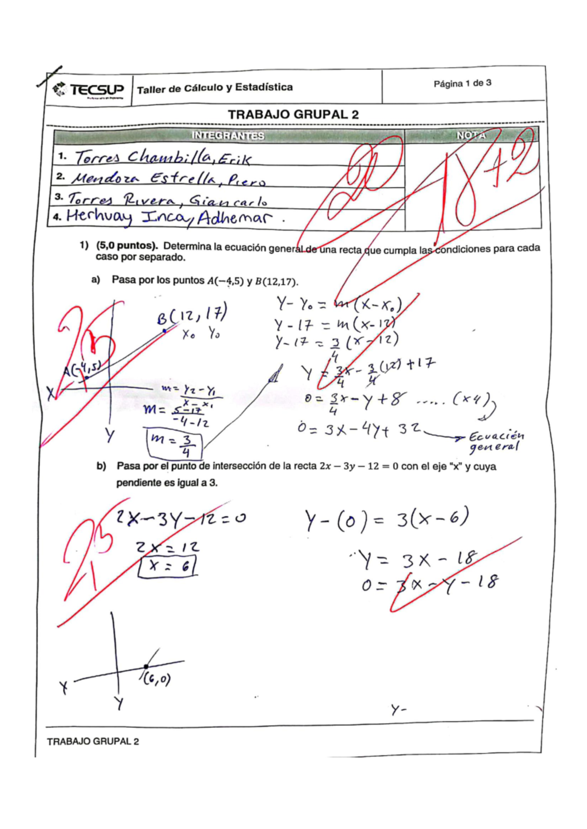 Examen de Cálculo y Estadística TECSUP - Trabajo Grupal 2 - Studocu