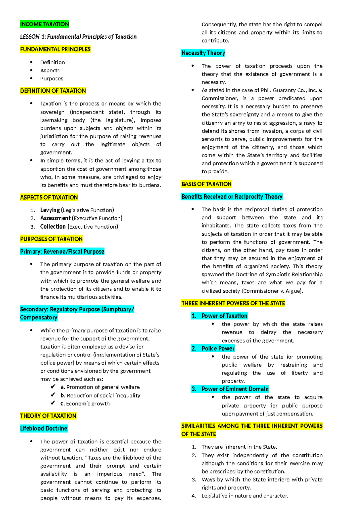 Income Taxation Reviewer - Fundamentals and Individual Tax Insights ...