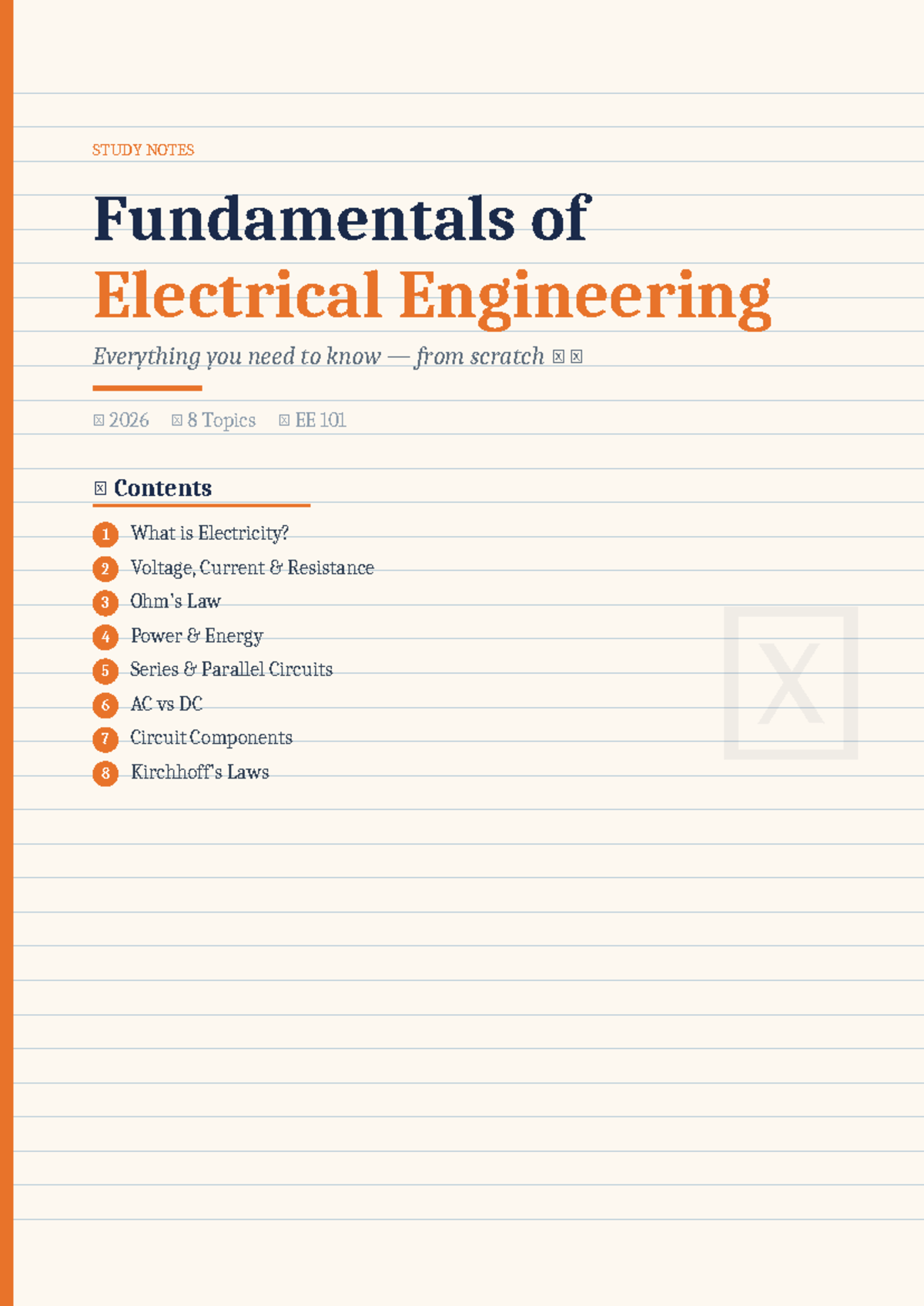 EE 101 Study Notes: Fundamentals of Electrical Engineering - Studocu