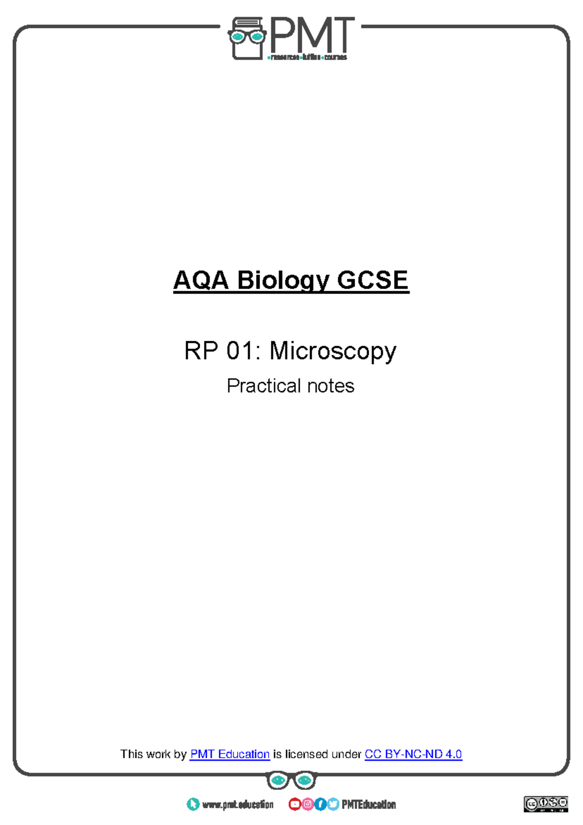 AQA Biology GCSE RP 01: Microscopy Practical Notes - Studocu