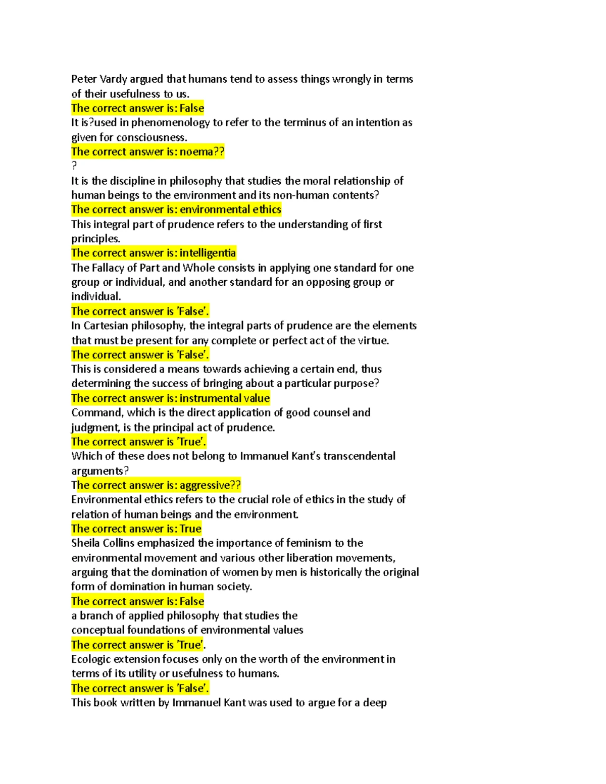 Pdfcoffee - yes - Question 1 Correct Mark 1 out of 1. Flag question Question text Which of these ...