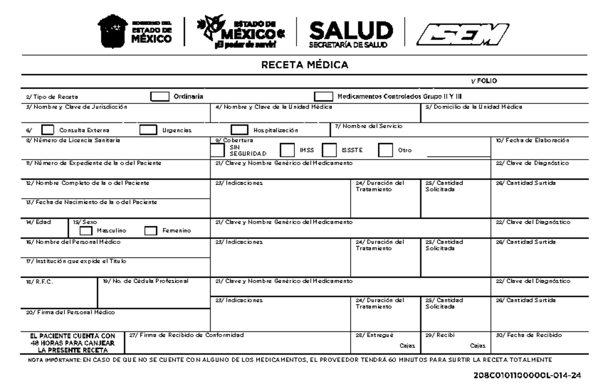 Receta Médica: Campos Editables y Procedimiento IMSS - Studocu