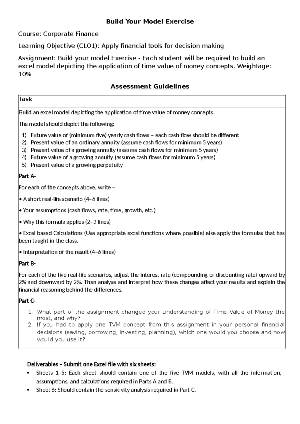 20250907 CF Build Your Model Exercise: Time Value of Money Analysis ...