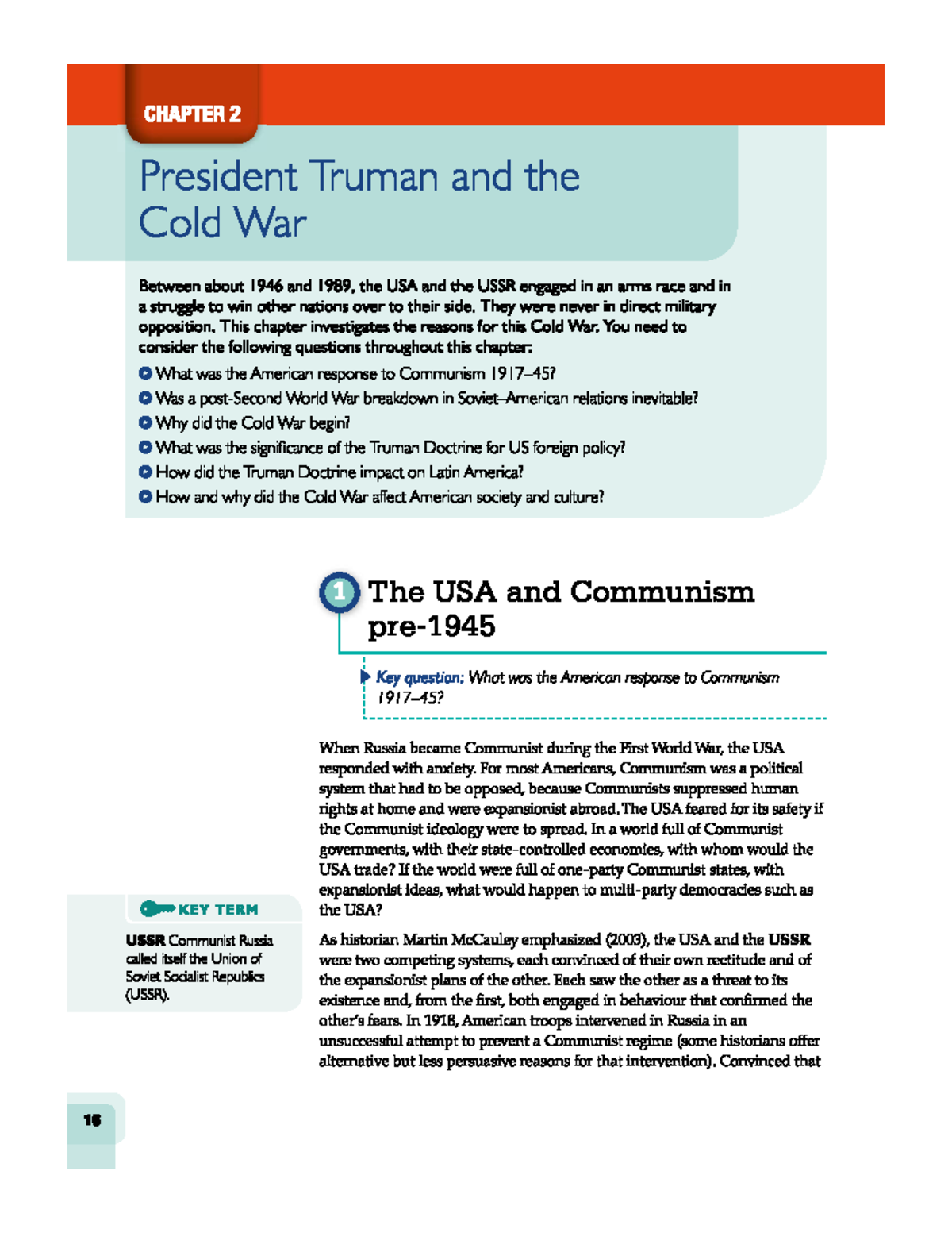 Chapter 2: President Truman and the Cold War - Studocu