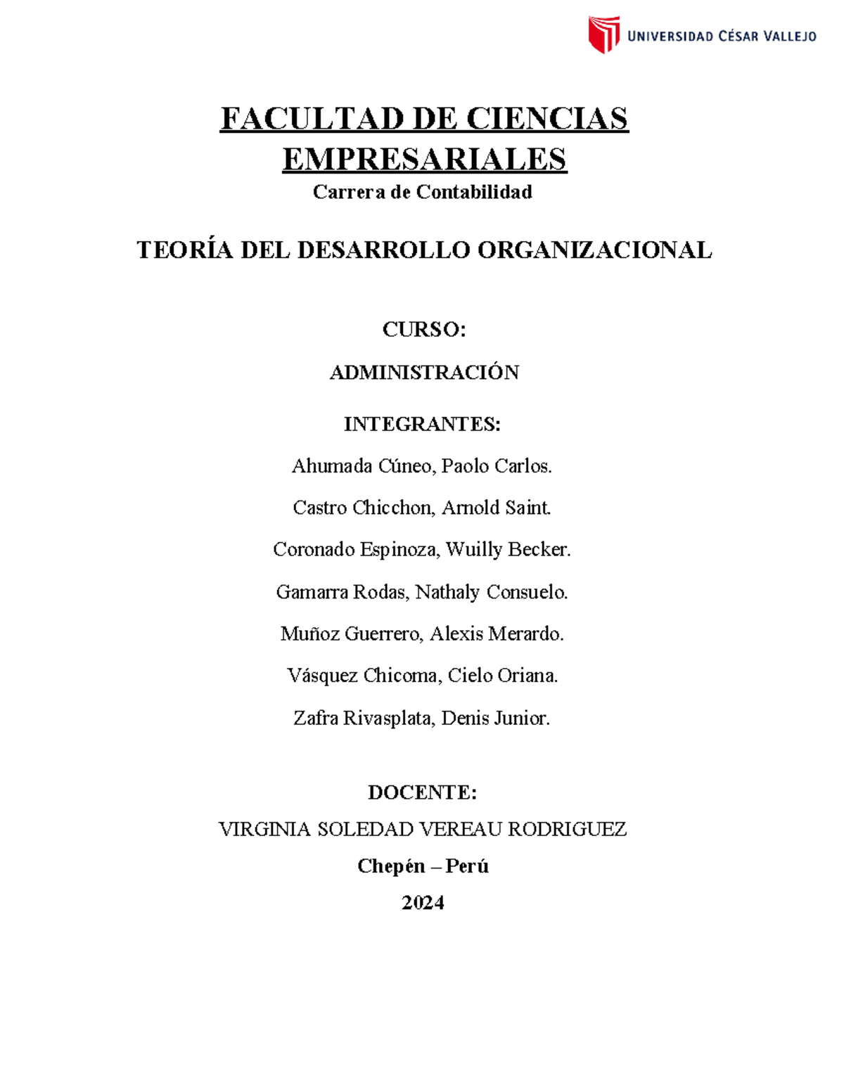 Facultad DE Ciencias Empresariales caratula UCV - FACULTAD DE CIENCIAS ...