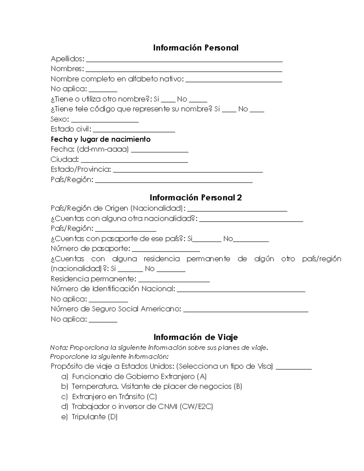 Formulario DS-160: Guía Completa para Solicitud de Visa - Studocu