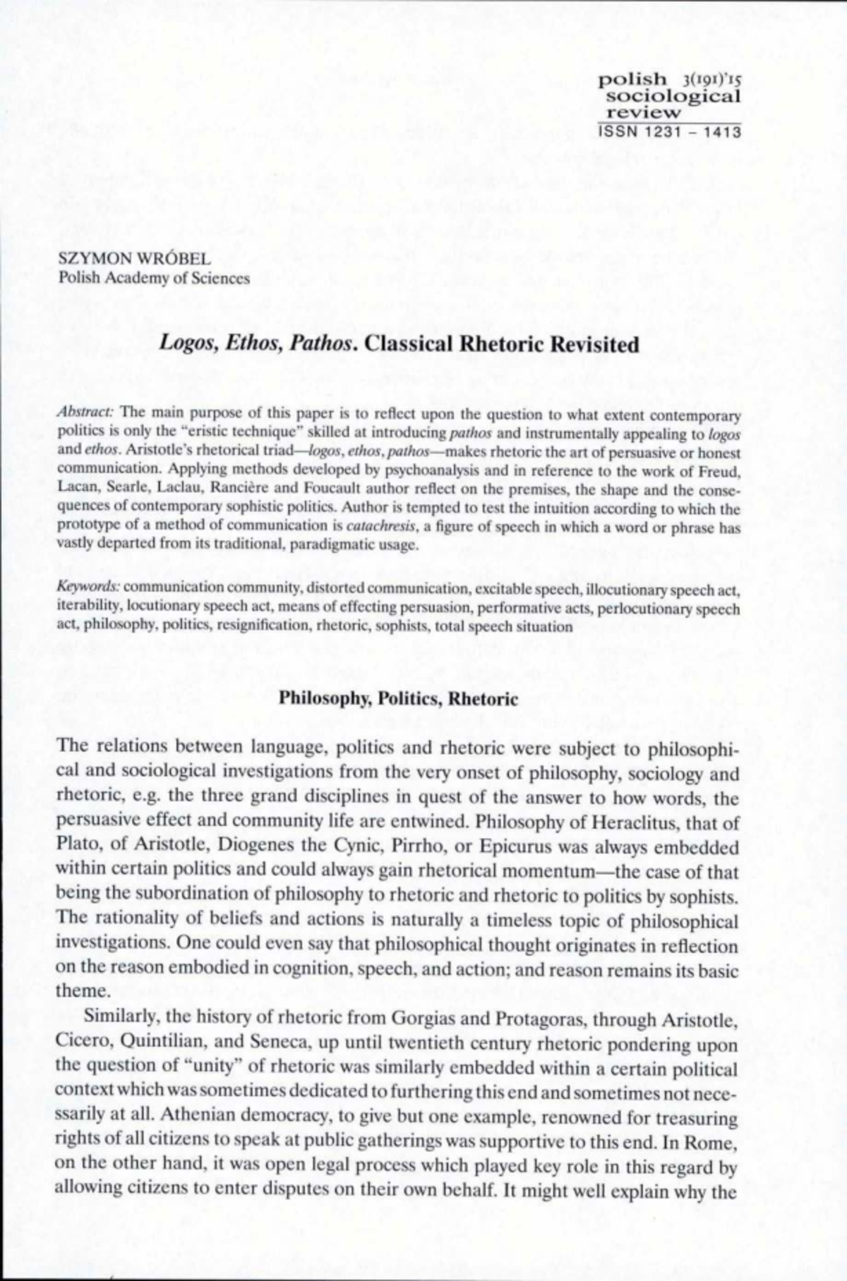 Logos, Ethos, Pathos: Analyzing Rhetoric in Modern Politics - Studocu