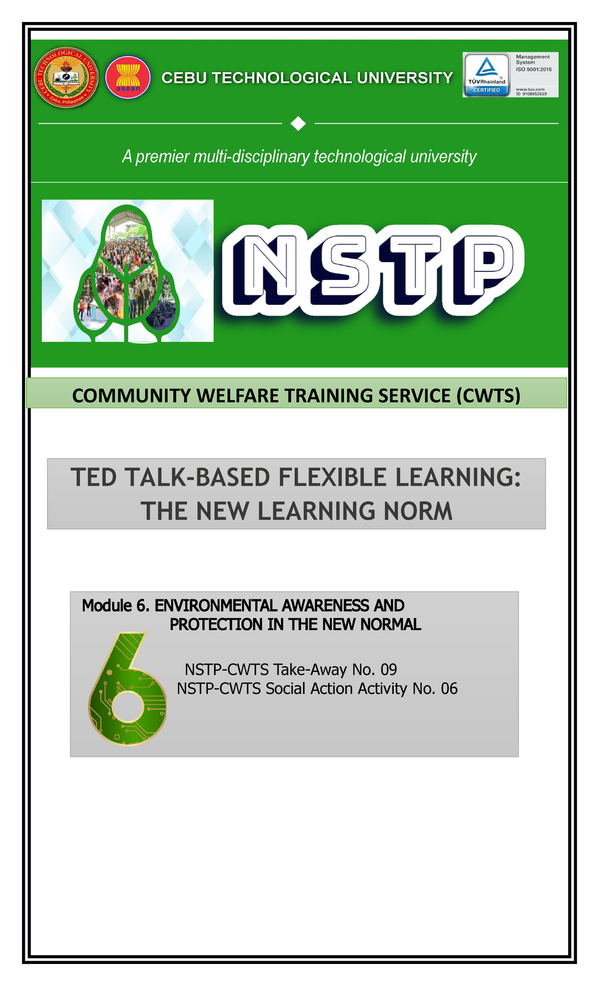 Module 6: Environmental Awareness & Protection in NSTP-CWTS 1 2021-2022 ...