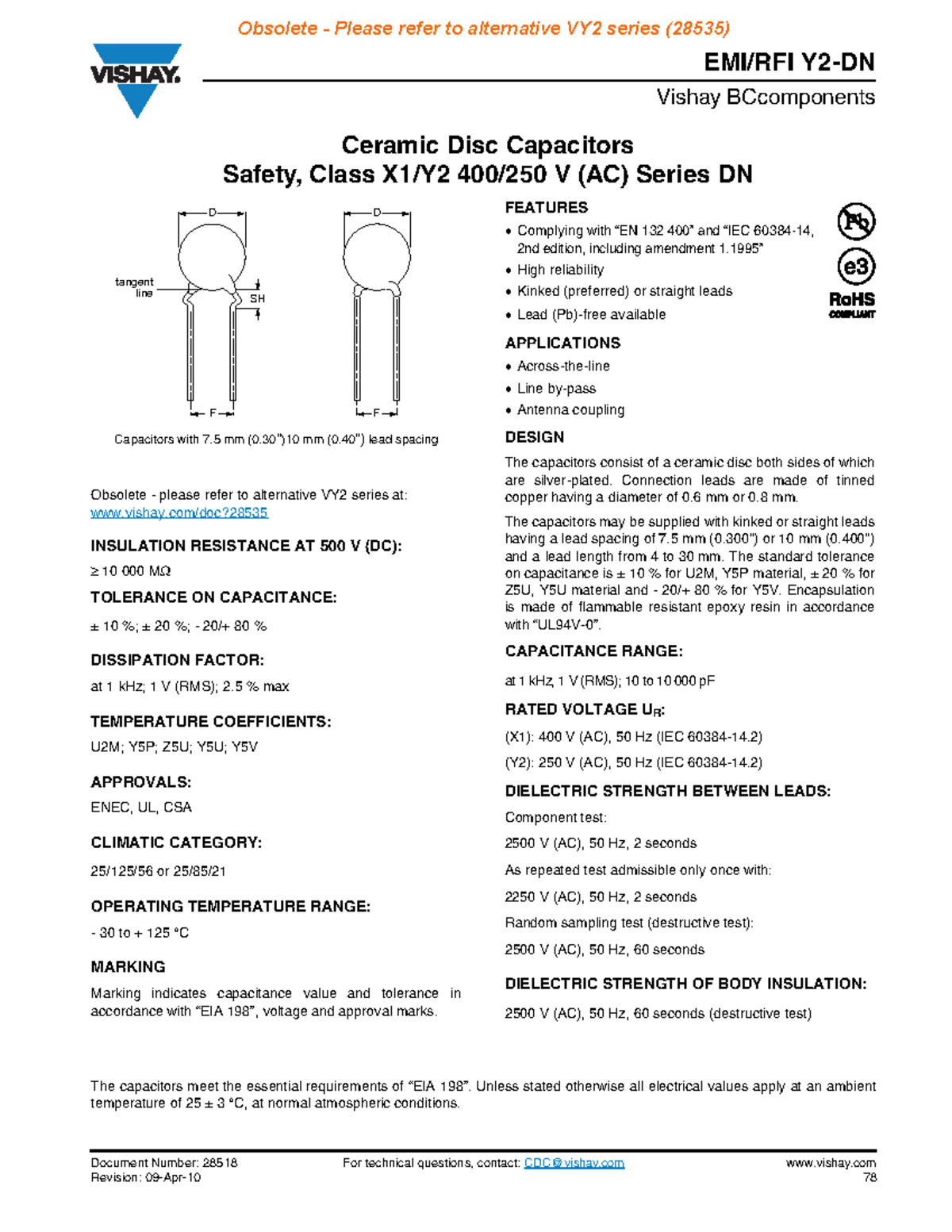 Ceramic Disc Capacitor Datasheet