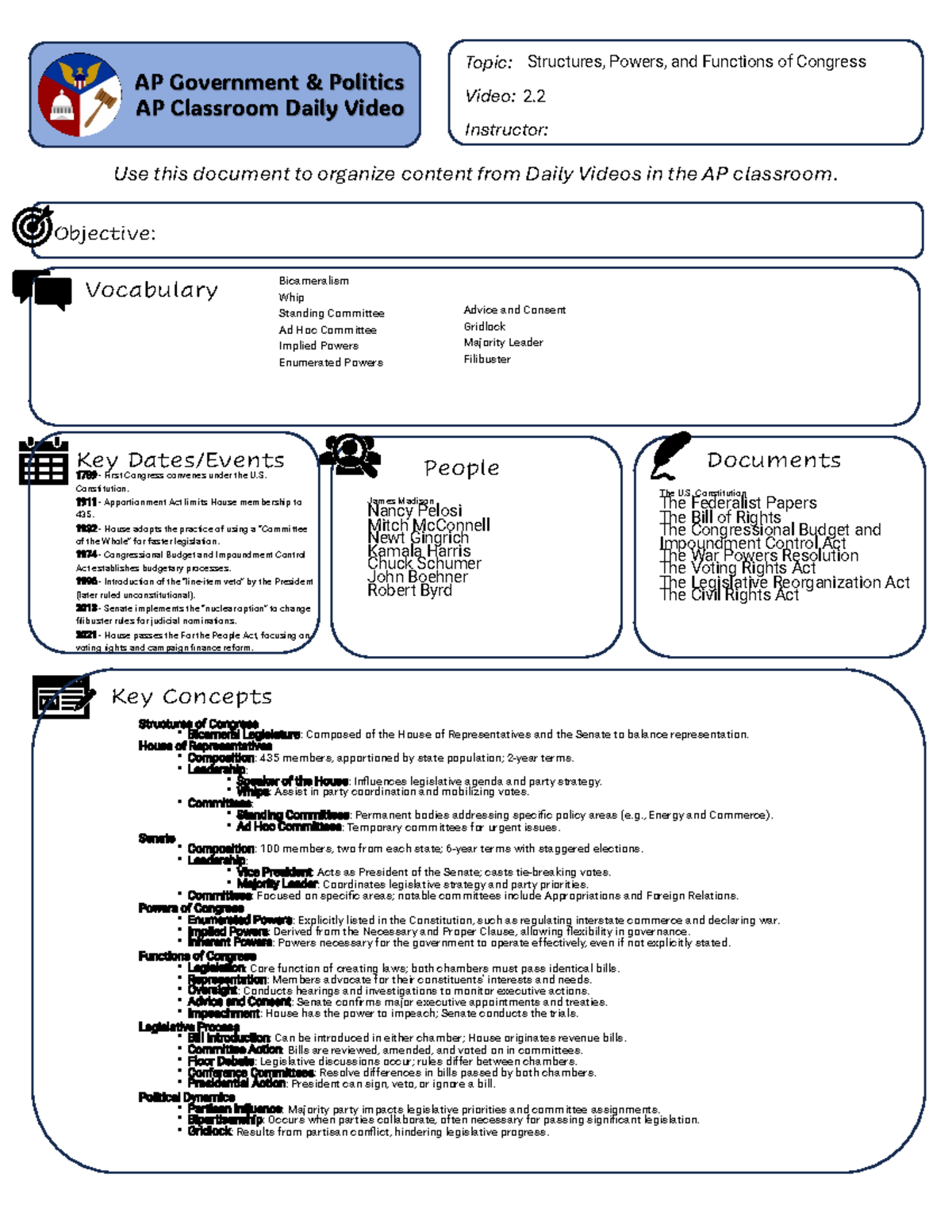 AMSCO Unit 2.2 Notes - AP US Government - AP Government & Politics AP ...