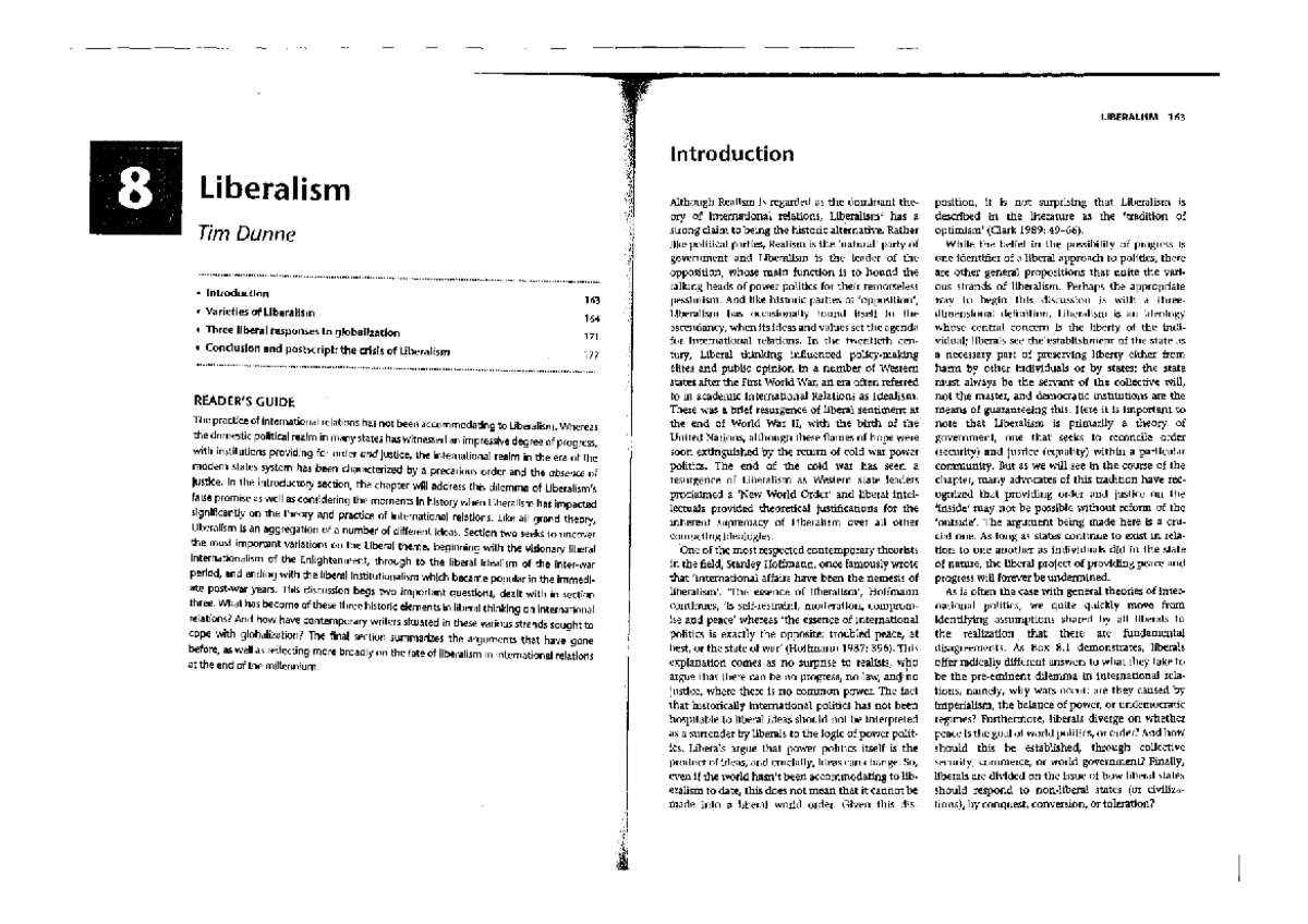 Liberalism in International Relations: An Overview (IR 163) - Studocu