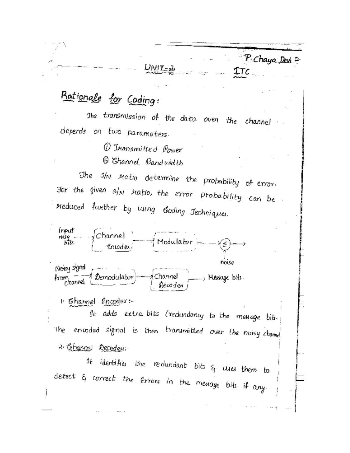 ITC Unit-3(Part-1) - VLSI Coding Techniques and Error Control - Studocu