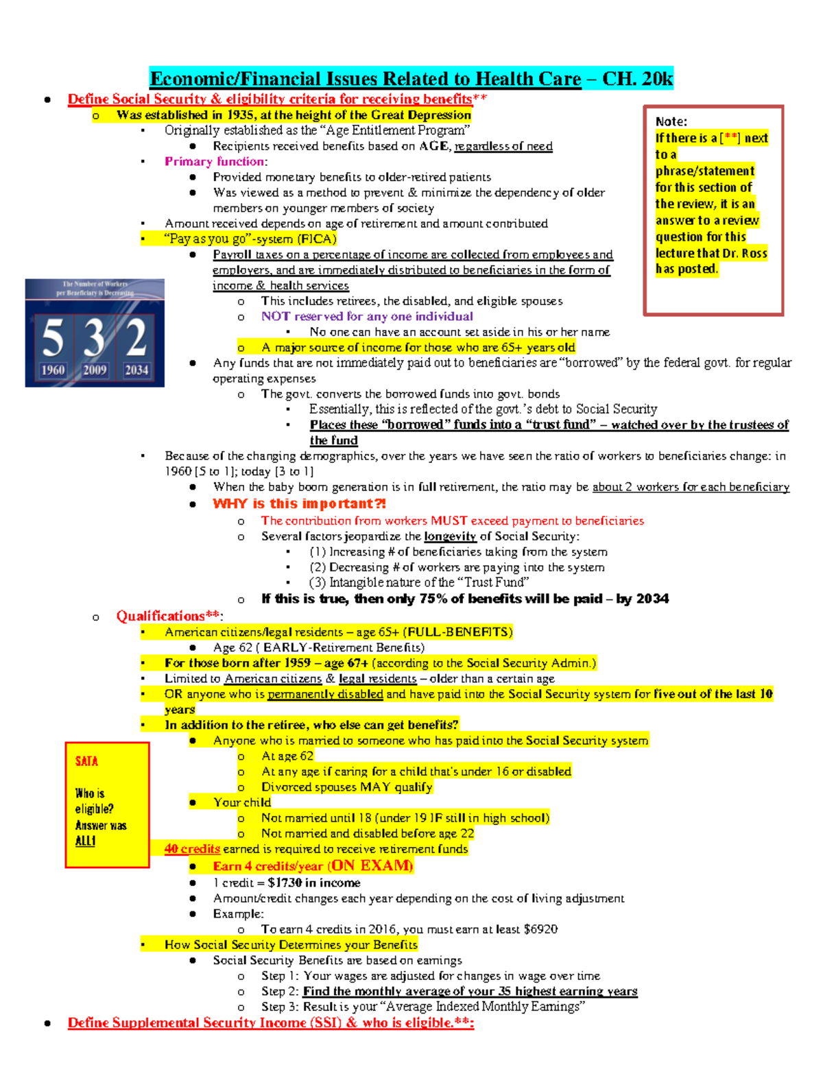 Gero 202: Social Security & Medicare Eligibility Criteria - Exam 2 ...