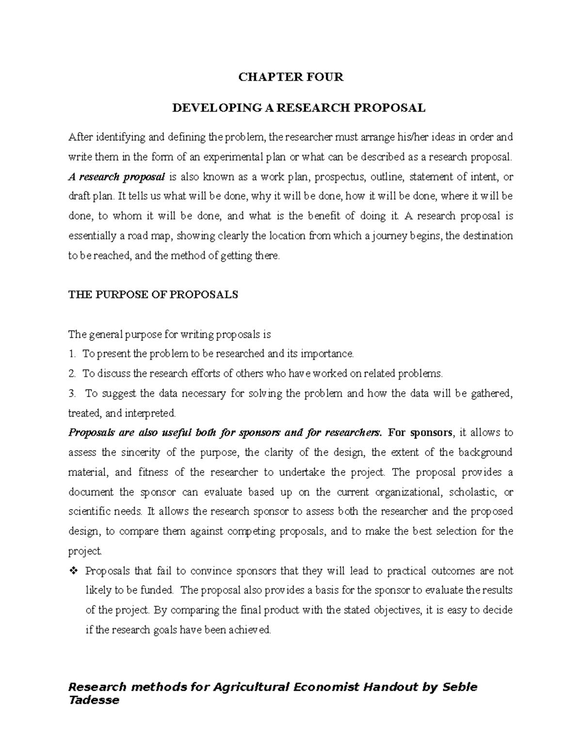 Research Methods: Developing a Research Proposal (CH 4) - Studocu