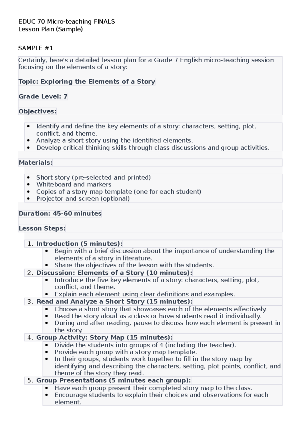 EDUC 70 Micro-teaching Lesson Plan Samples - EDUC 70 Micro-teaching ...