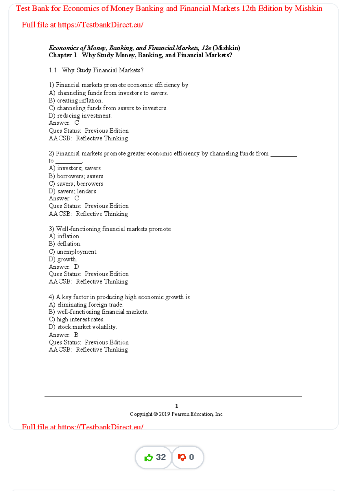 Test Bank for Economics of Money, Banking & Financial Markets (12e ...