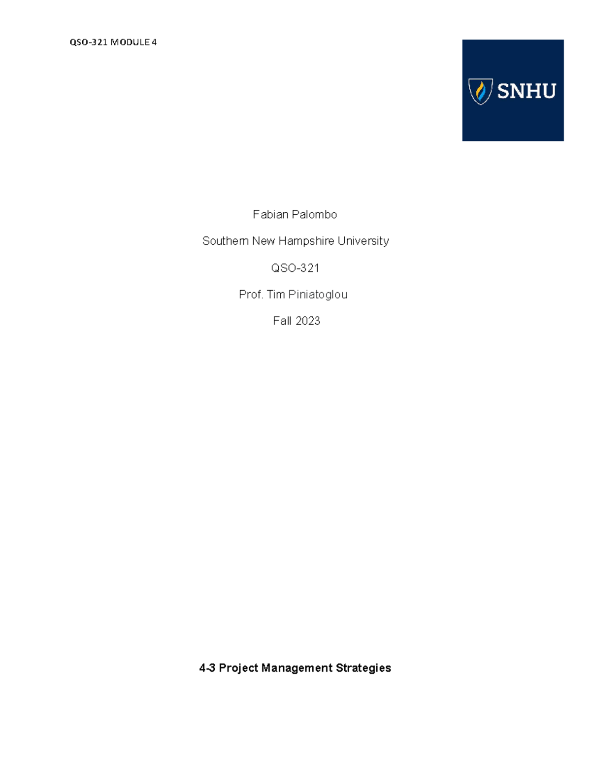 QSO 321 Module 4 Assignment: Project Management Strategies in Tea ...