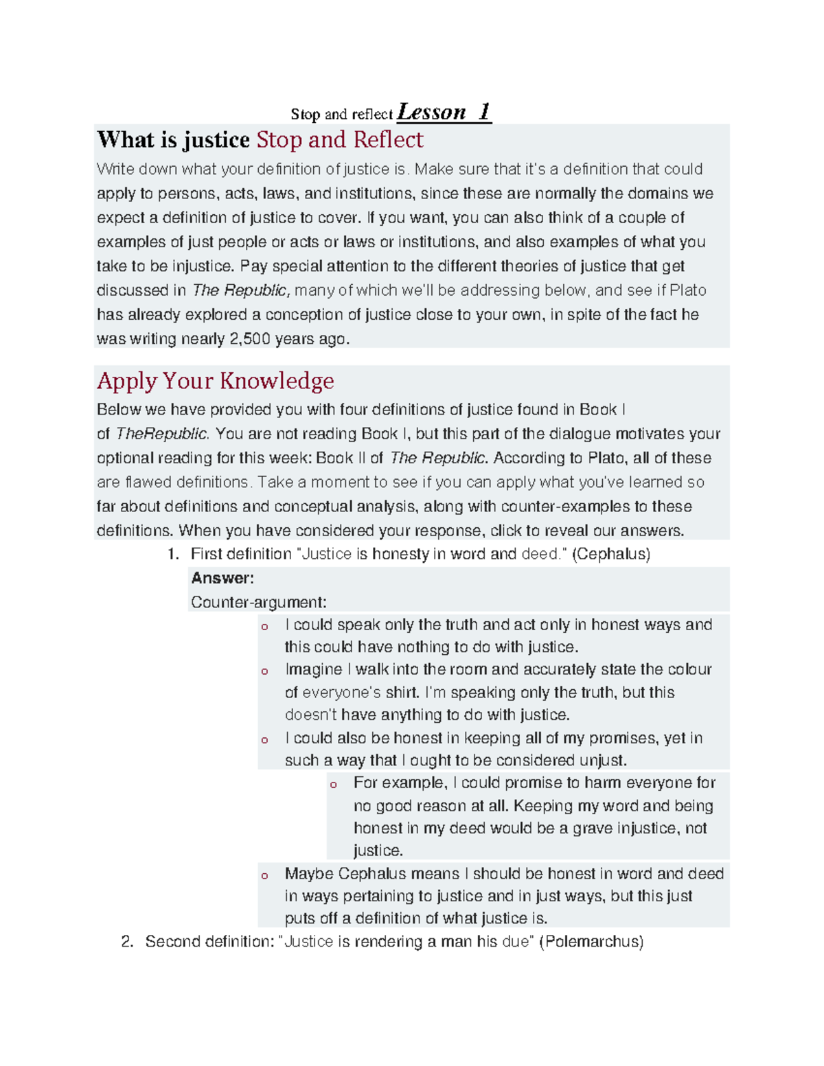 Stop and reflect ALL Lessons UNDC 101 - Stop and reflect Lesson 1 What ...