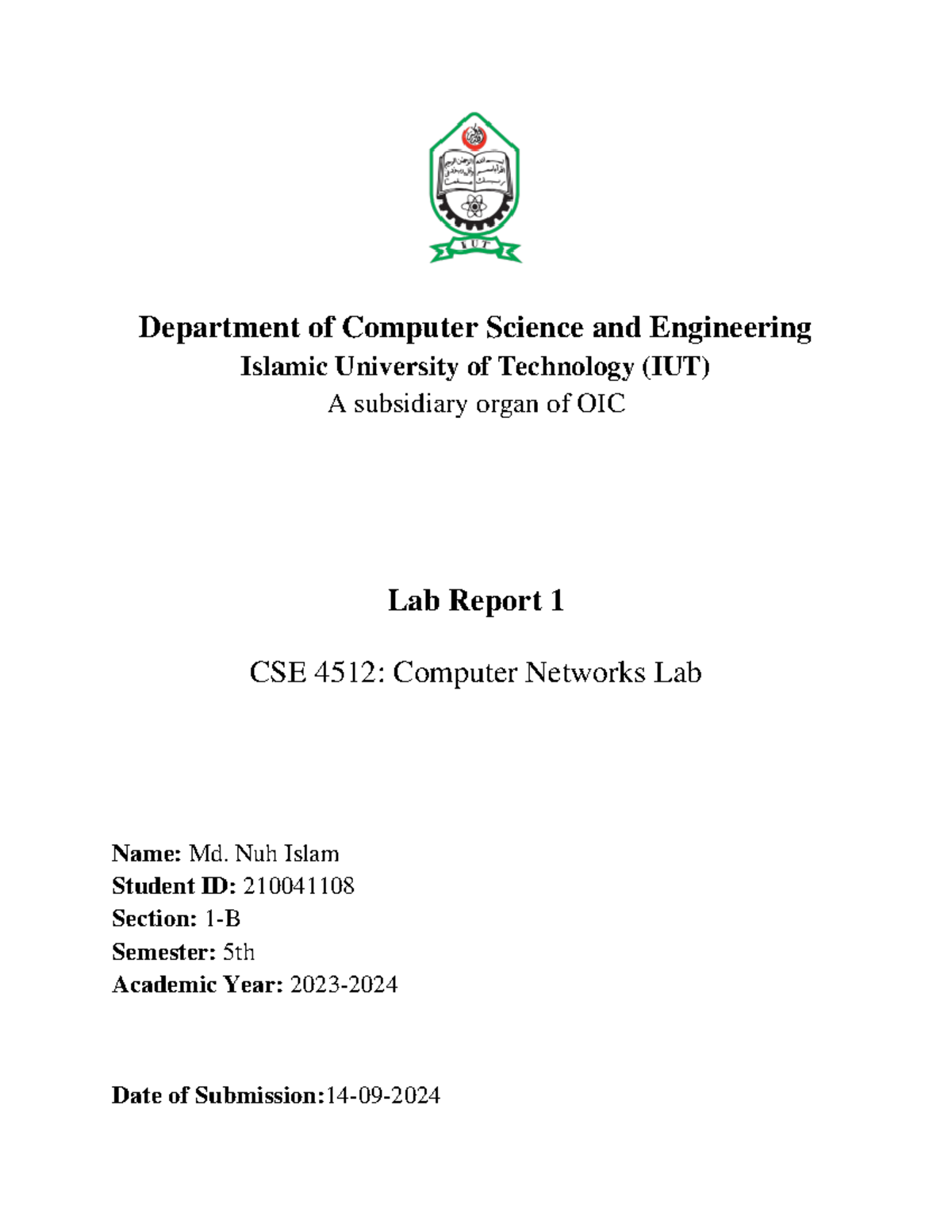 210041108 lab1 cse4512 - Department of Computer Science and Engineering ...