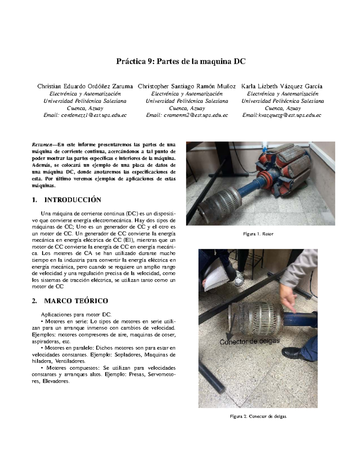 Práctica 9: Partes de la Máquina DC - Lab de Electrónica y ...