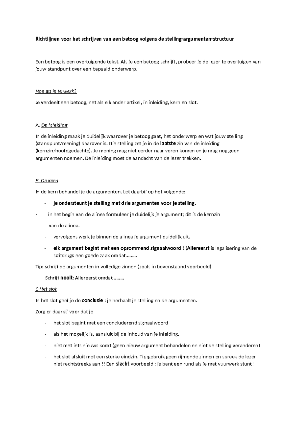 Richtlijnen voor het Schrijven van een Betoog: Structuur en Tips ...