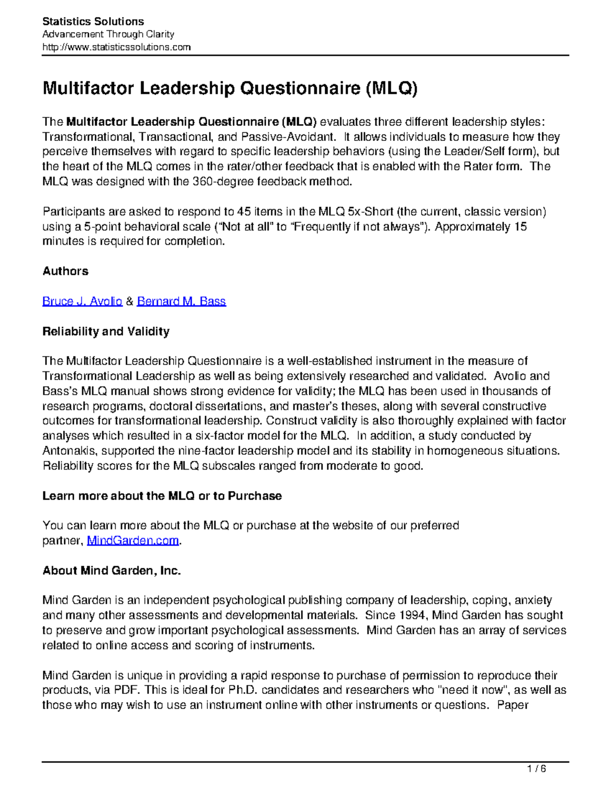MLQ: Comprehensive Overview of the Multifactor Leadership Questionnaire ...