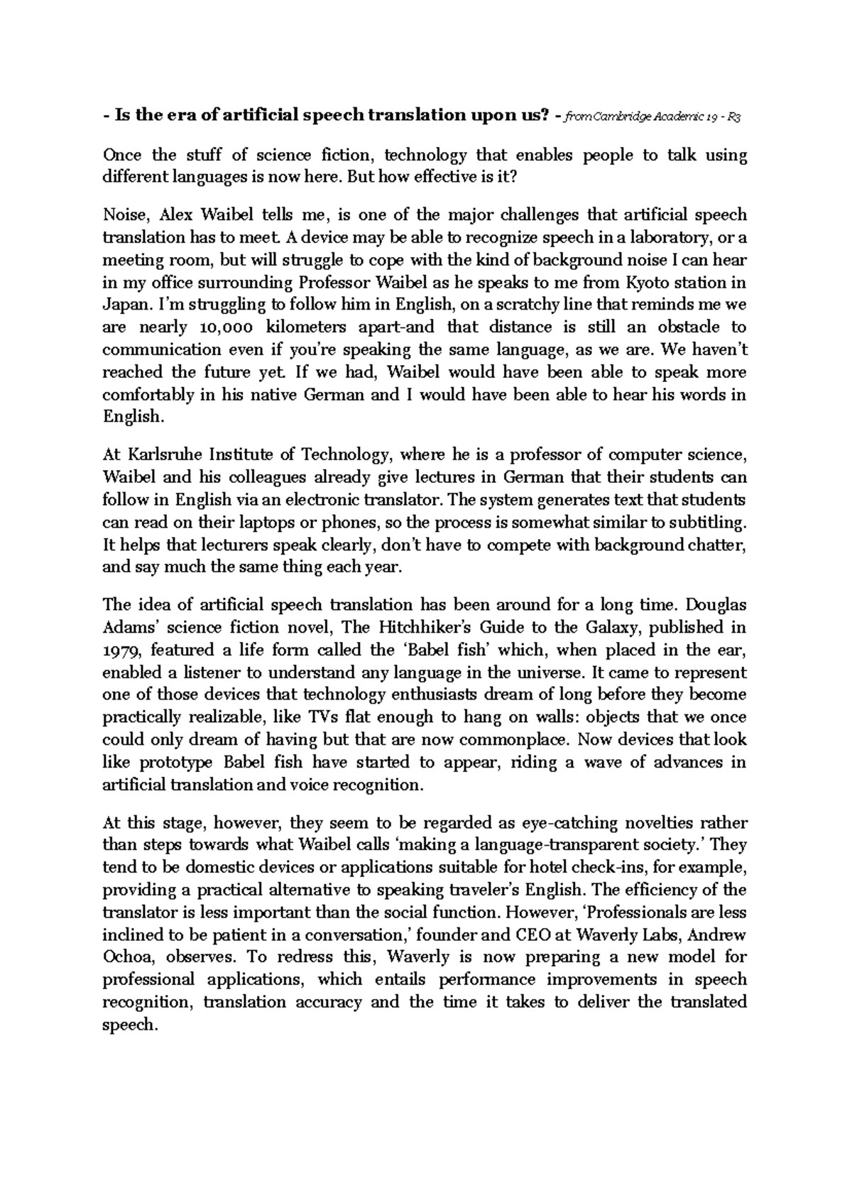 The Era of Artificial Speech Translation: Challenges & Innovations ...