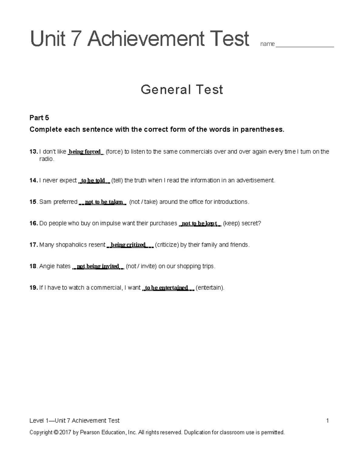 General Test 7 - Achievement Test Practice and Review - Studocu