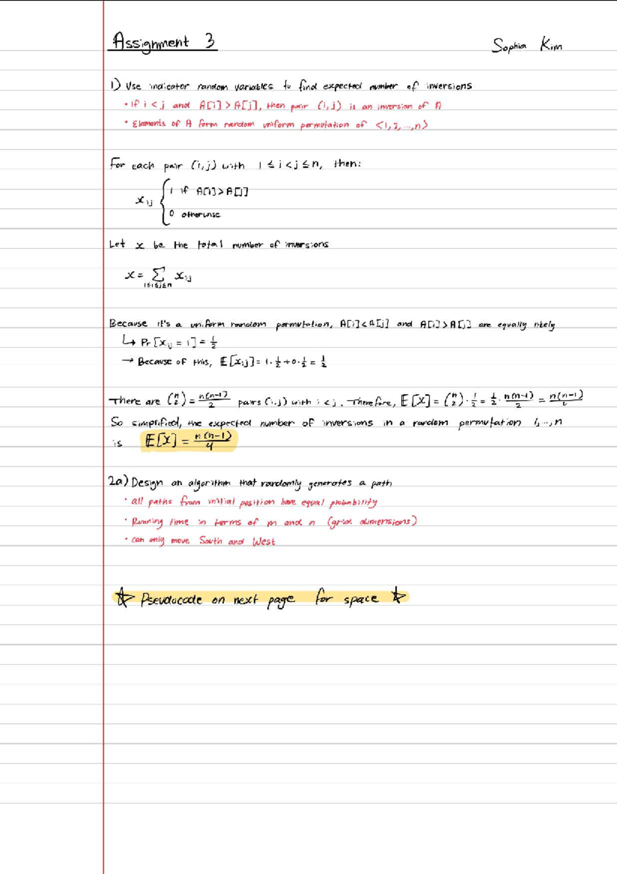 CPSC 351 Assignment 1: Analysis of Random Variables and Algorithms ...