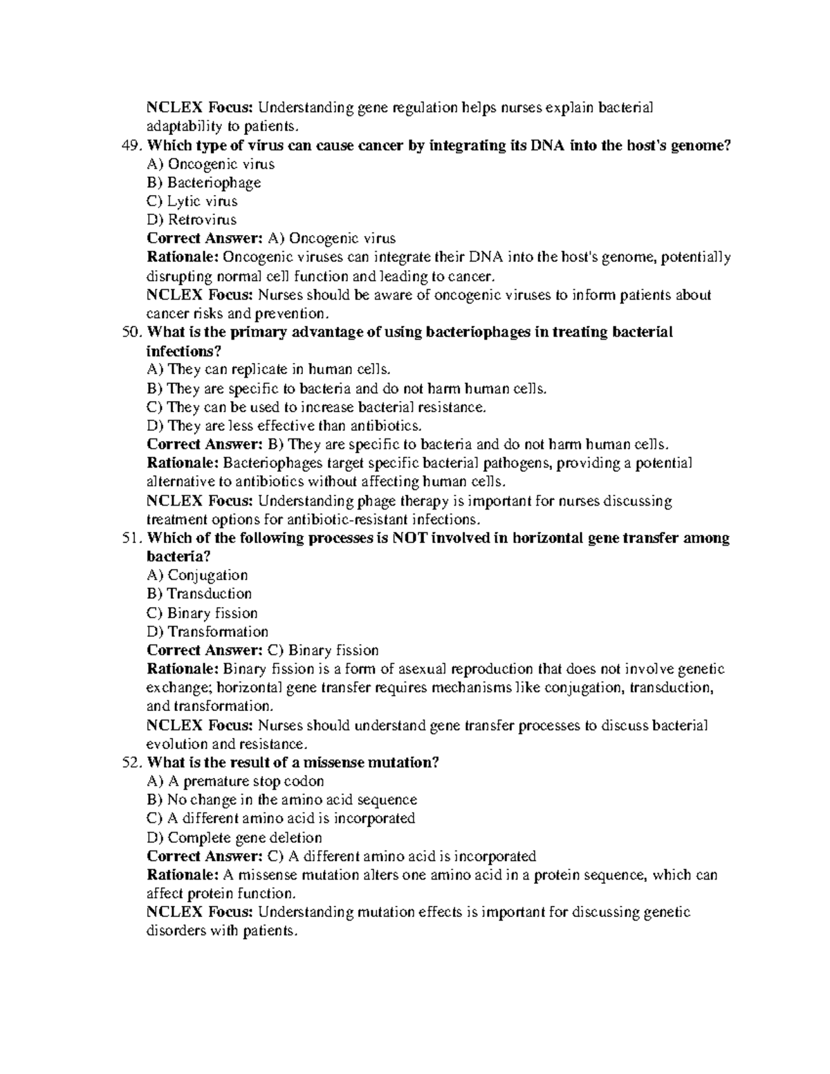 NCLEX Review: Gene Regulation & Viral Impacts on Health - Studocu