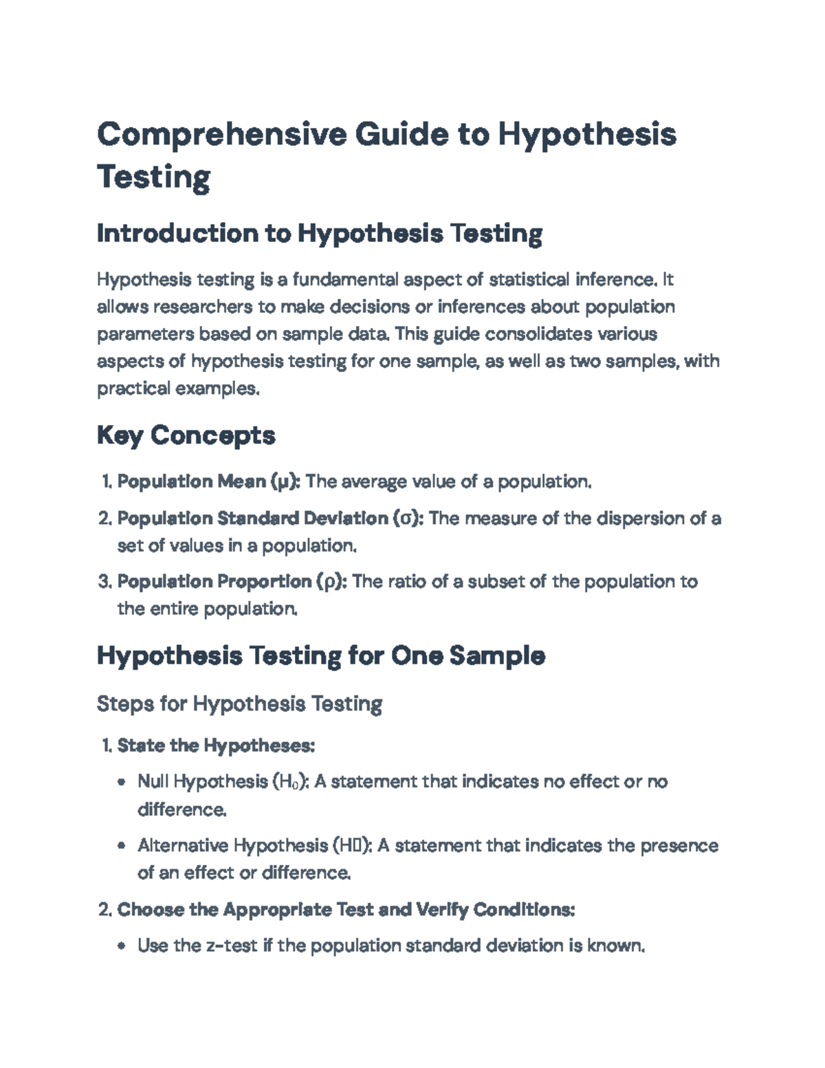 Hypothesis Testing: Comprehensive Guide for One and Two Samples ...