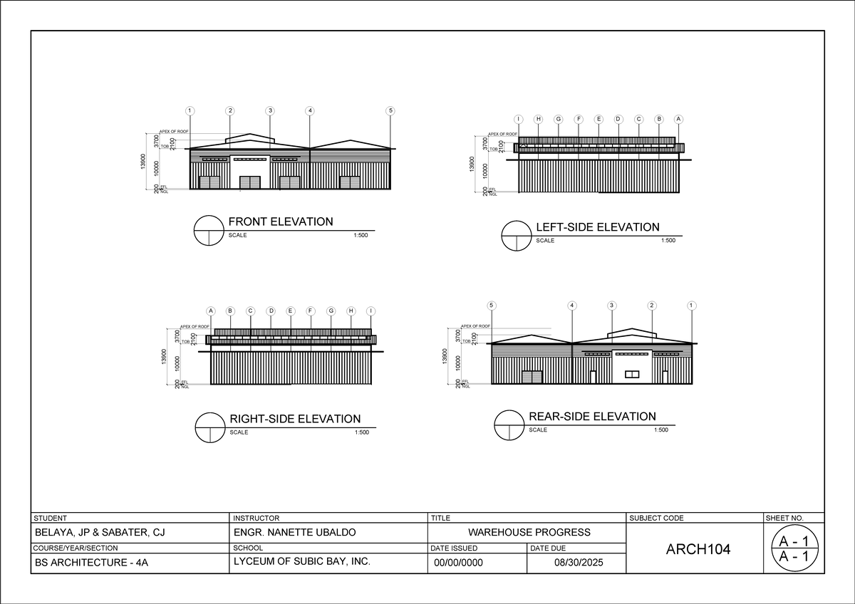ARCH104 Warehouse Elevation Layout and Design Details - Studocu