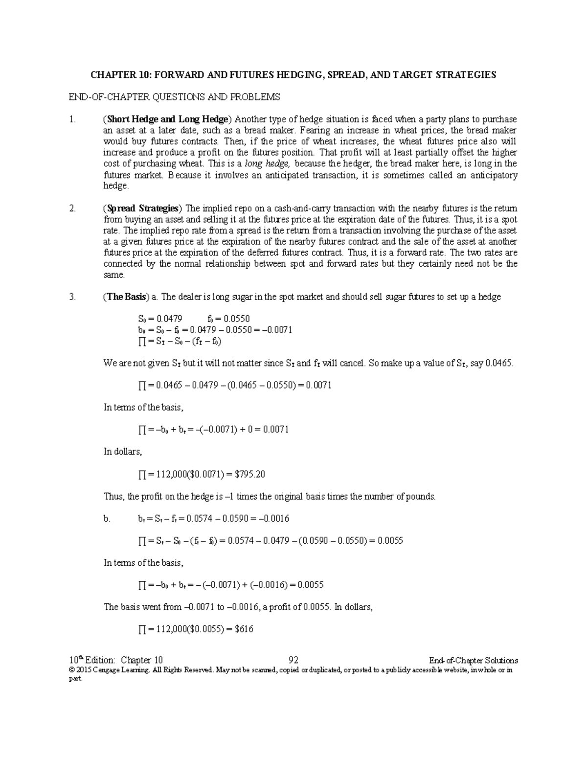 CHAPTER 10: HEDGING STRATEGIES & SOLUTIONS (10E) - Studocu