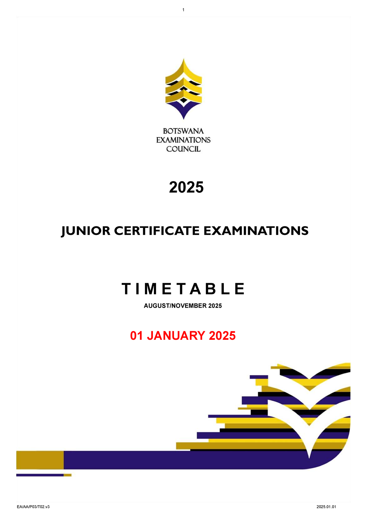 2025 JCE Final Exam Timetable and Guidelines for Candidates - Studocu