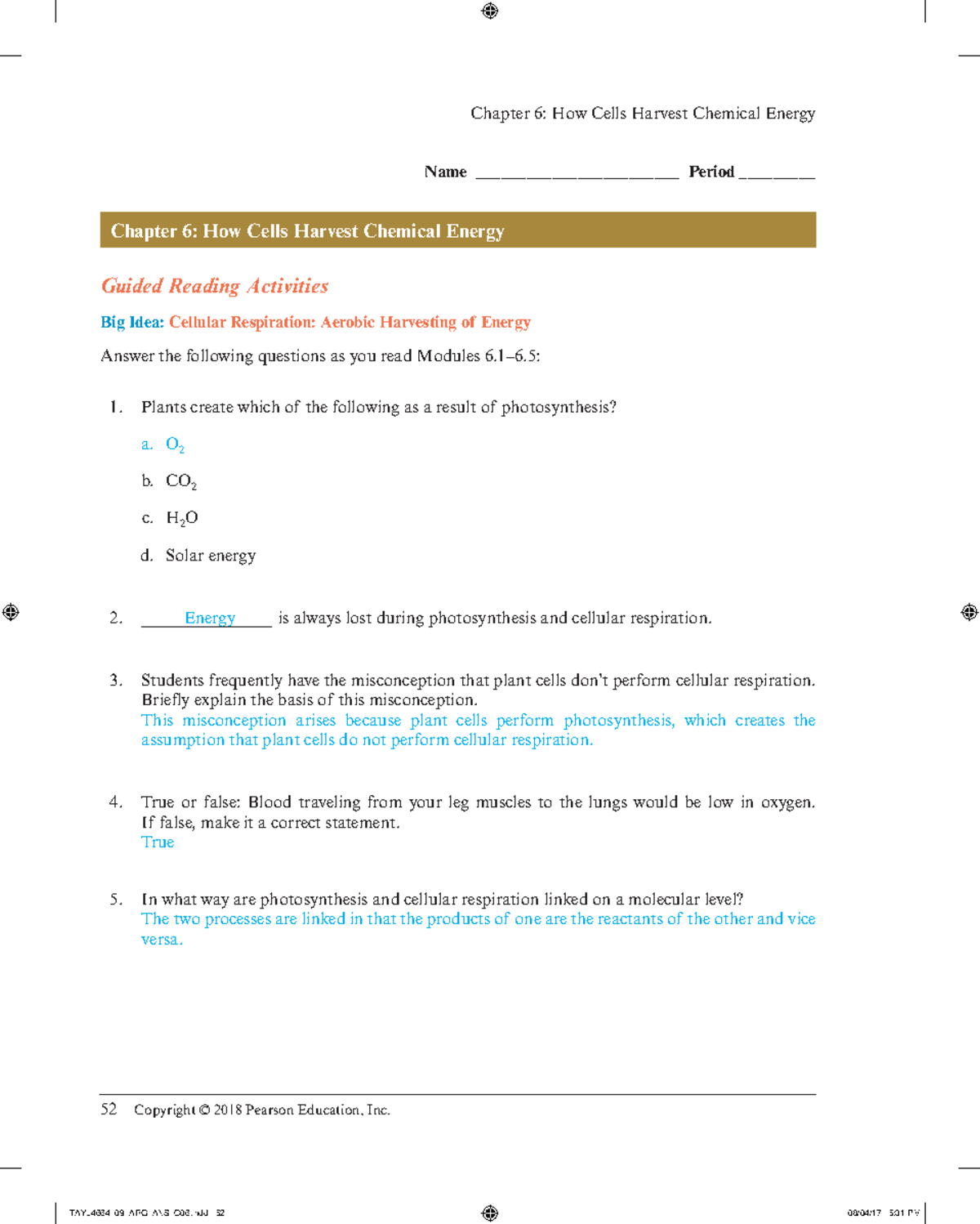 Chapter 6 Overview: Cellular Respiration and Energy Harvesting - Studocu