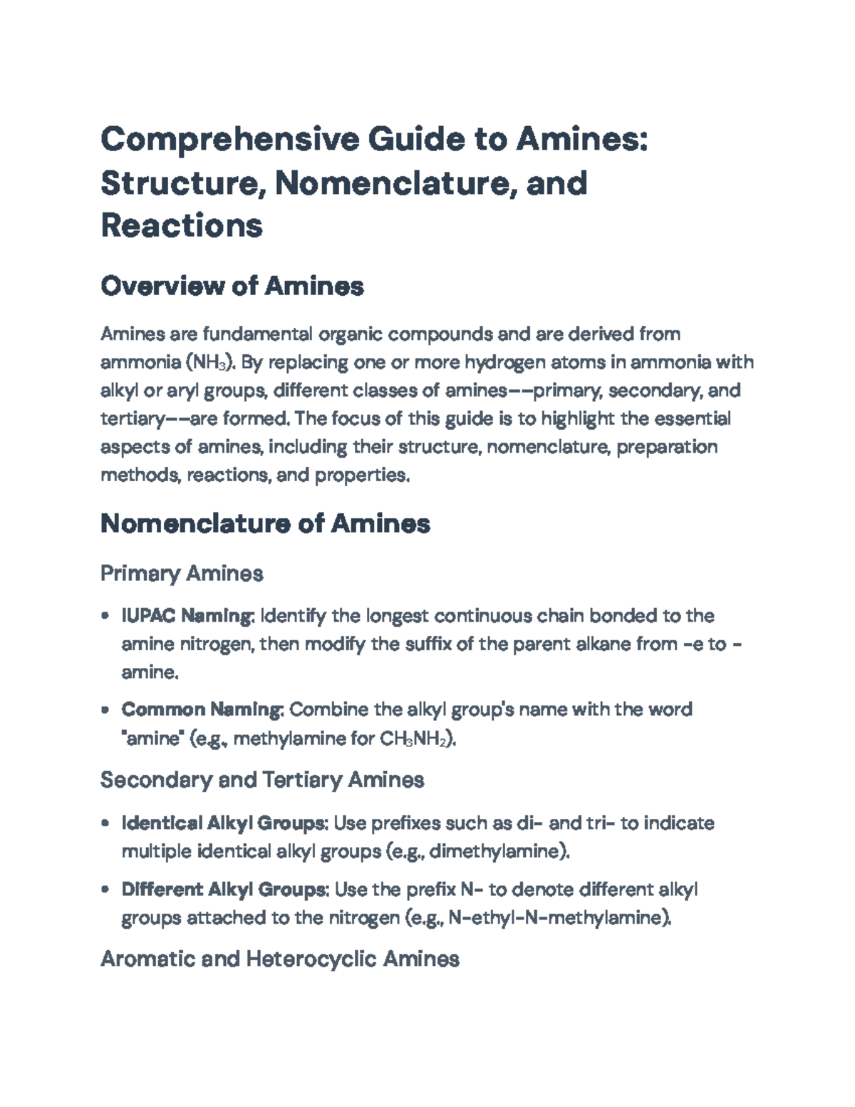 Comprehensive Guide to Amines: Structure, Nomenclature, & Reactions ...