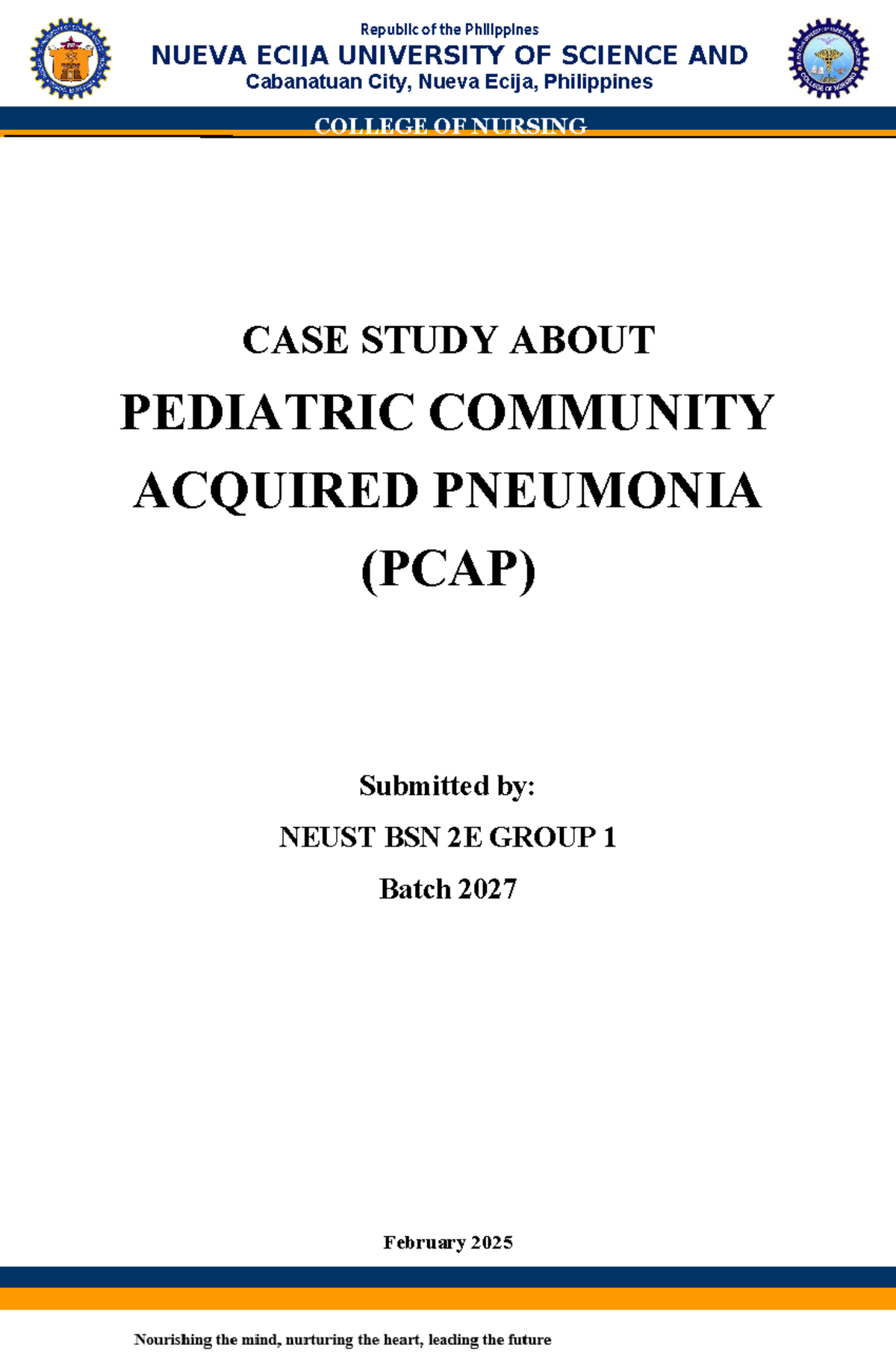 PCAP-Case Study on Pediatric Community Acquired Pneumonia - Studocu