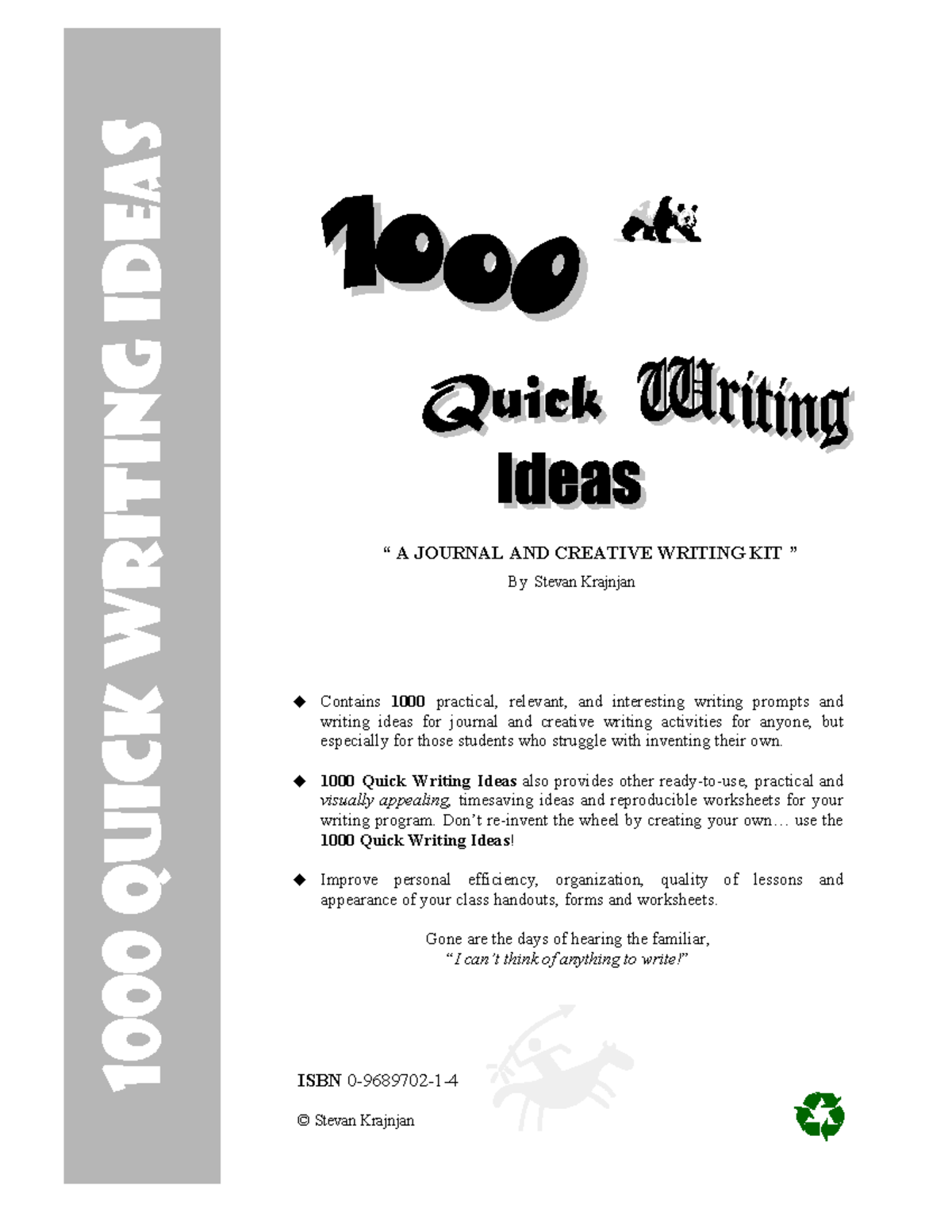 1000 Quick Writing Ideas: A Creative Writing Resource - Studocu