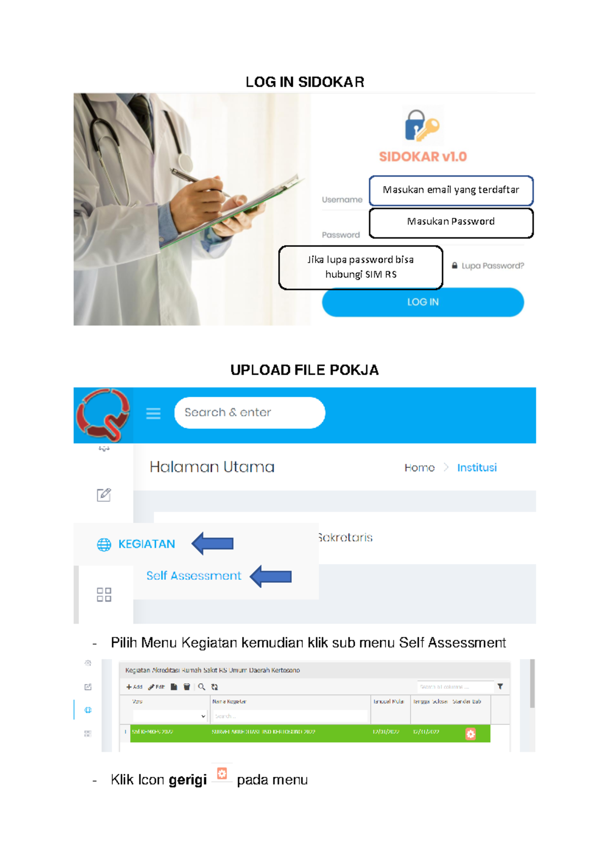 Panduan Penggunaan Aplikasi SIDOKAR - Langkah demi Langkah - Studocu