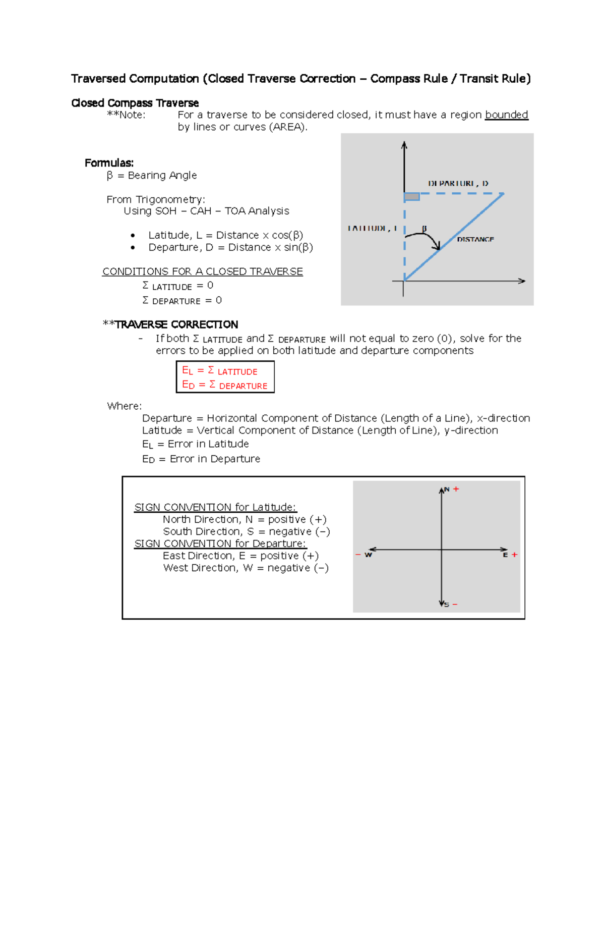 Closed Traverse Computation - Lecture Notes (6CT) - Studocu