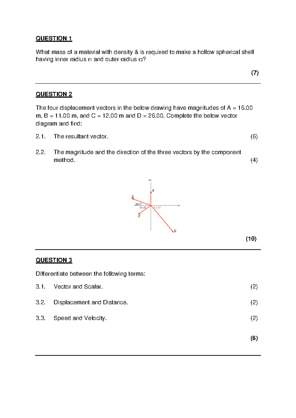 PHYSICS I PHY1XA1 Final Exam Questions - Studocu