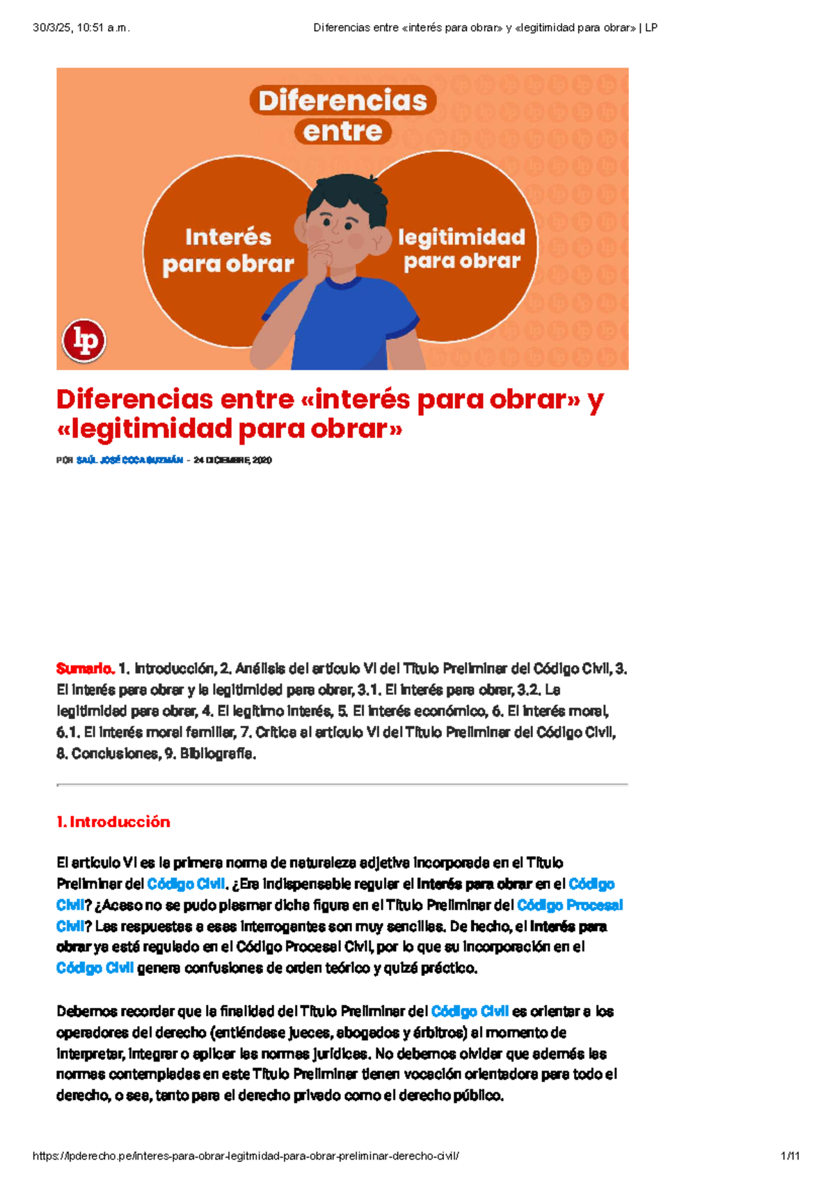 Diferencias entre Interés y Legitimidad para Obrar en el Código Civil ...