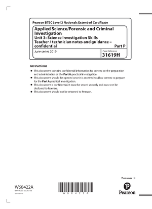 BTEC National Applied Science Unit 3: Sample Answers for Assessment ...