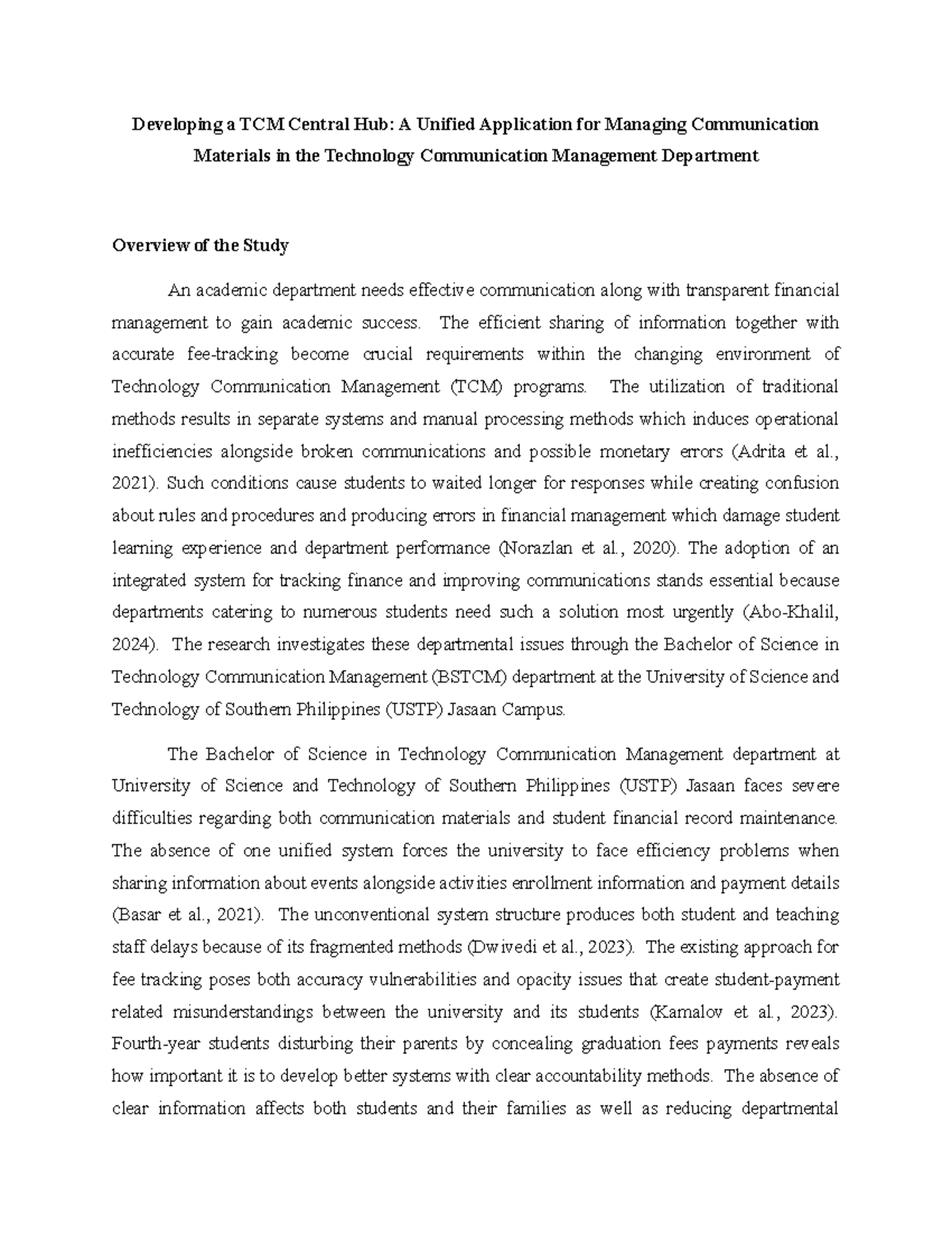 Developing a TCM Central Hub - A Unified Application for Managing ...