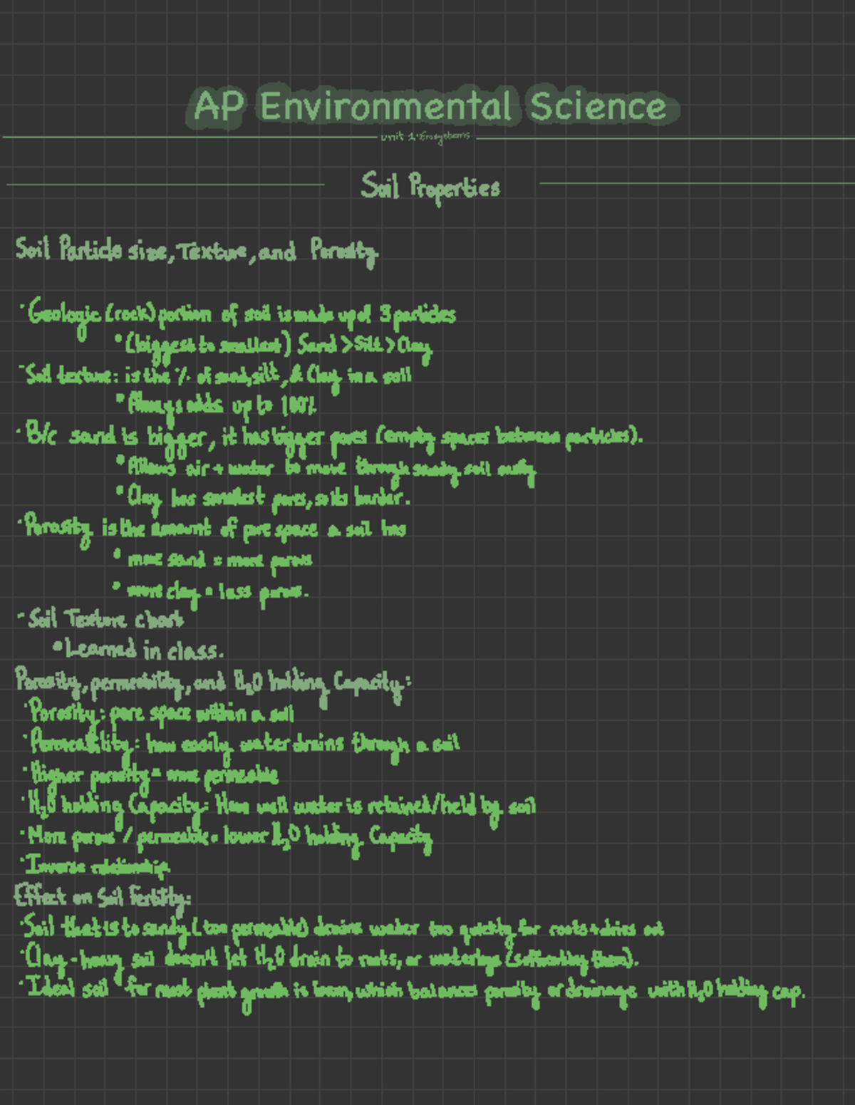 AP Environmental Science: Unit 1 Ecosystem Soil Properties & Fertility ...