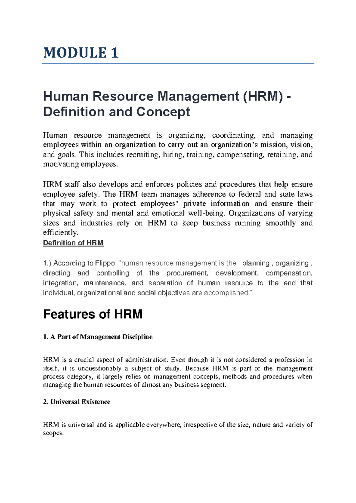 HRM 101: Comprehensive Overview of Human Resource Management - Studocu