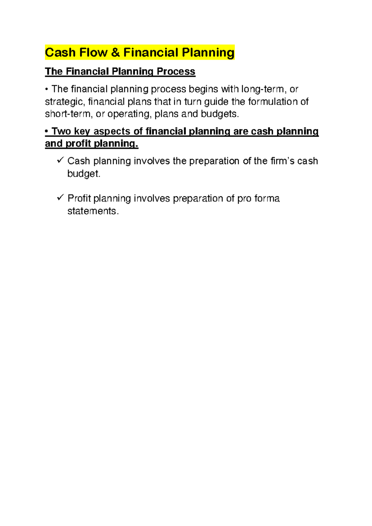 Cash Flow Planning - To understand further - Cash Flow & Financial ...