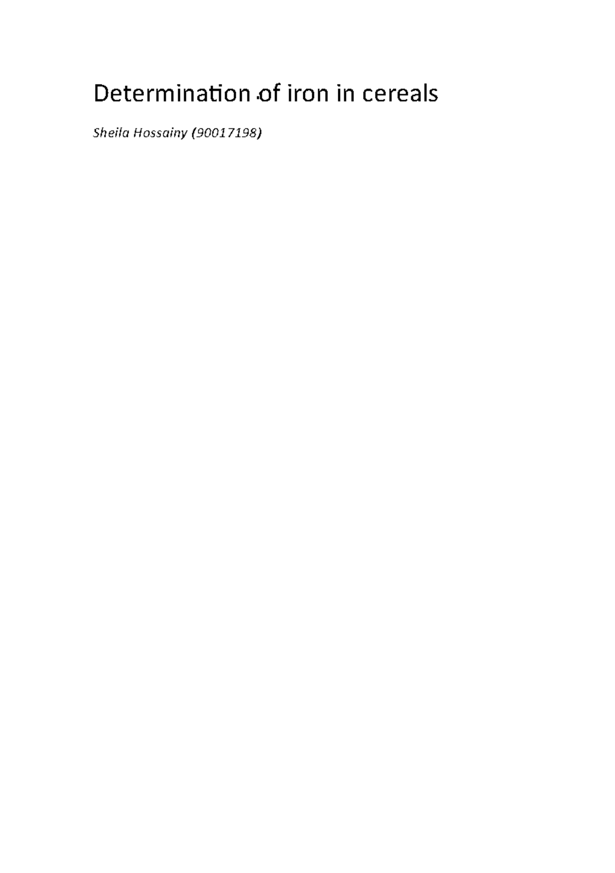 Determination of Iron Content in Cereals: A UV-Vis Spectroscopy Study ...