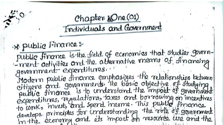 Chapter 01: Individuals and Government in Public Finance - Studocu